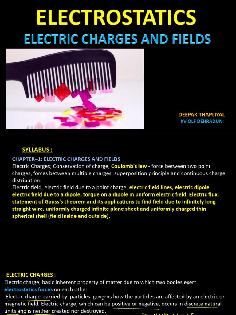 1 - Electric Charges and Fields | PDF | Electric Field | Electric Charge