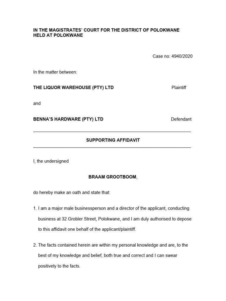 Affidavit Summary Judgment | PDF | Affidavit | Civil Law (Common Law)