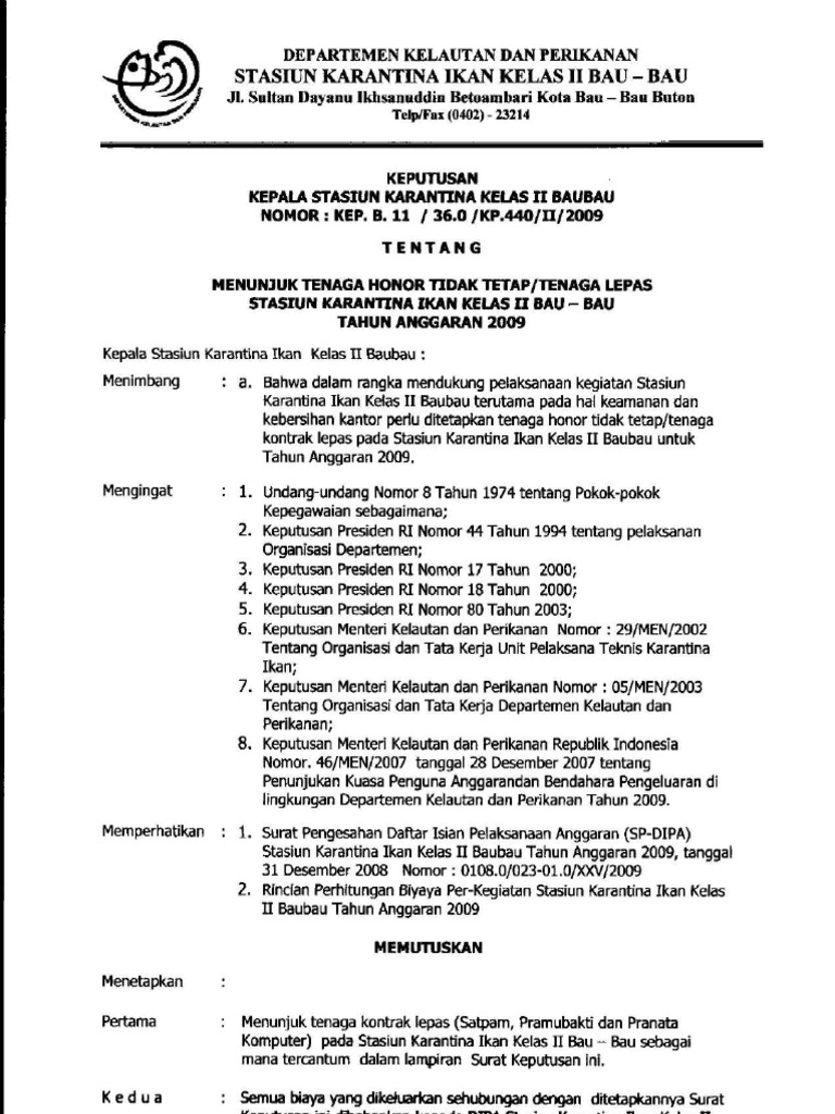 CONTOH SK PPNPN KKP | PDF