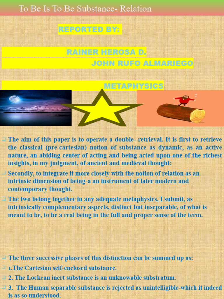 To Be Is To Be Substance - Relation | PDF | Substance Theory | Metaphysics