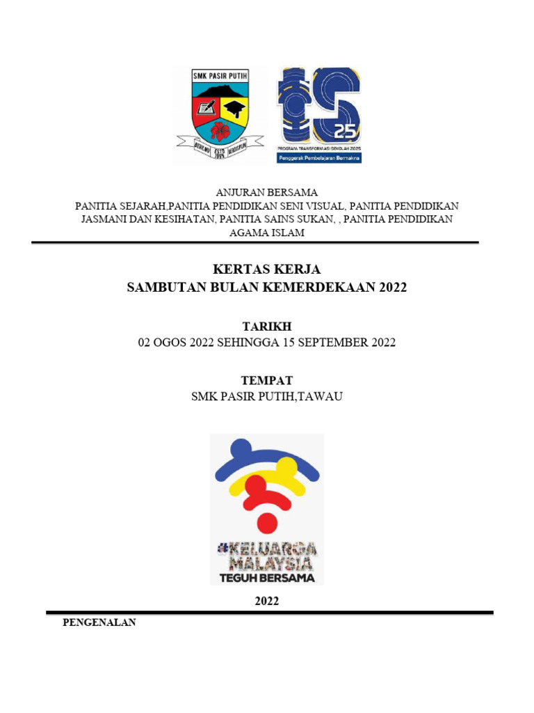 Kertas Kerja Pogram Sambutan Bulan Kemerdekaan 2022 | PDF