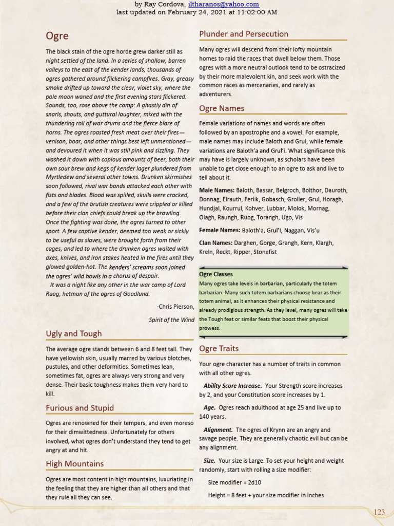 Excerpt - 5e Ogre Race | PDF | Law