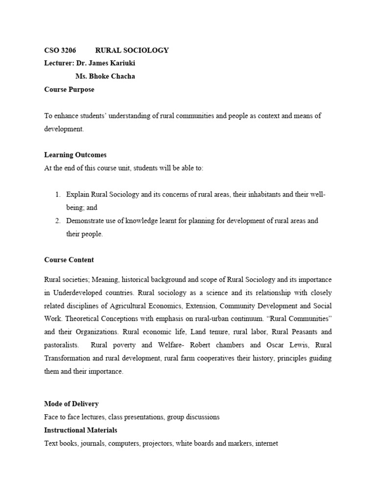 CSO 206 Course Outline-1 | PDF