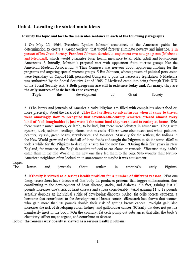 Main Ideas in Various Texts | PDF | Medicaid | Great Society