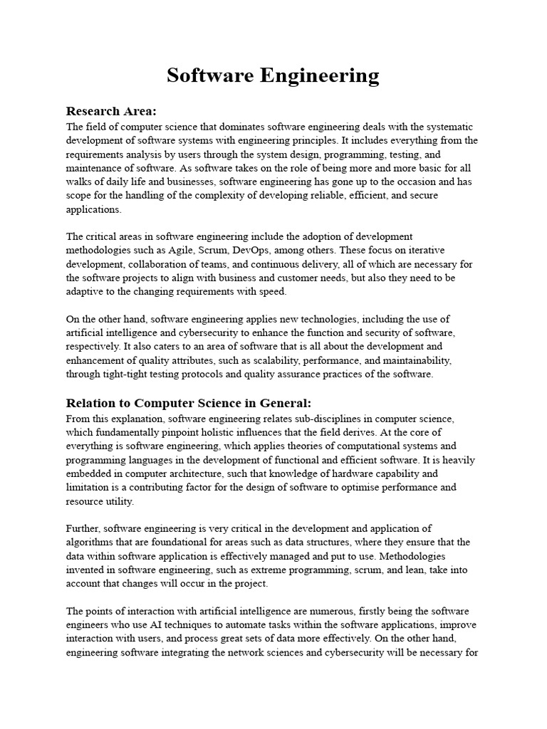 Software Engineering | PDF | Methodology | Computer Science