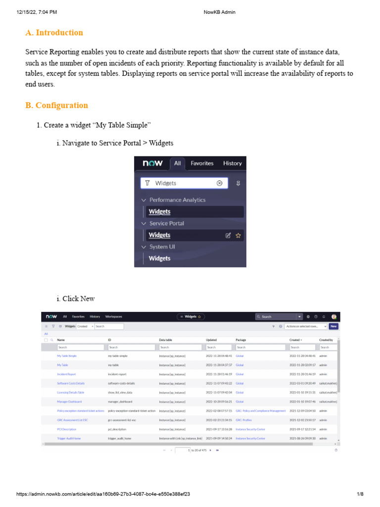 Custom Report Data Table in Service Portal | Download Free PDF | Html Element | Cyberspace