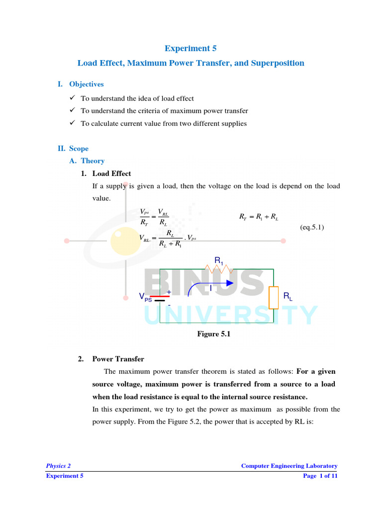 Load Effect and Power Transfer Experiment | PDF | Electrical Network ...
