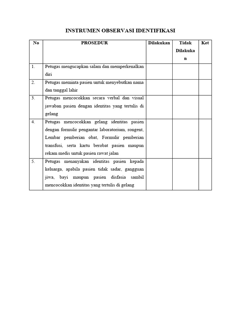 Instrumen Observasi Identifikasi | PDF