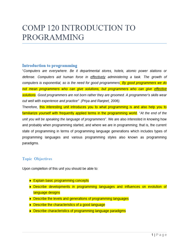 comp120classNotes-Intro To Programming | Download Free PDF | Computer ... comp120classNotes-Intro To Programming | Download Free PDF | Computer ...