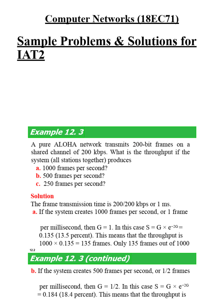 Sample Problems & Solutions For IAT2 | PDF | Computer Engineering | Computer Networking