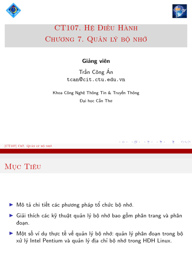 [CT107] Ch7 - Quan Ly Bo Nho | PDF