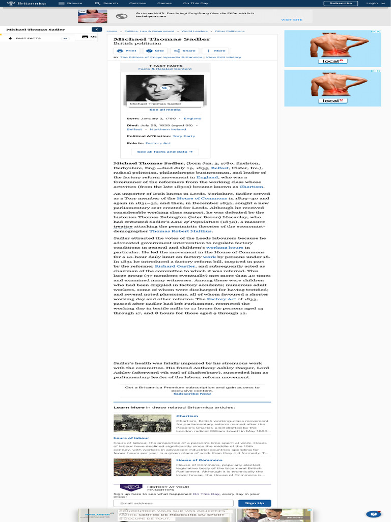 Michael Thomas Sadler British Politician Britannica | PDF | Politics Of ...
