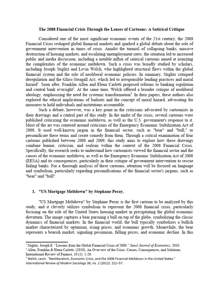 2008 Financial Crisis in Political Cartoons | PDF | Deregulation ...