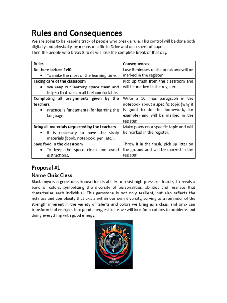 Rules, Consequences, Name and Flag | PDF | Classroom | Learning