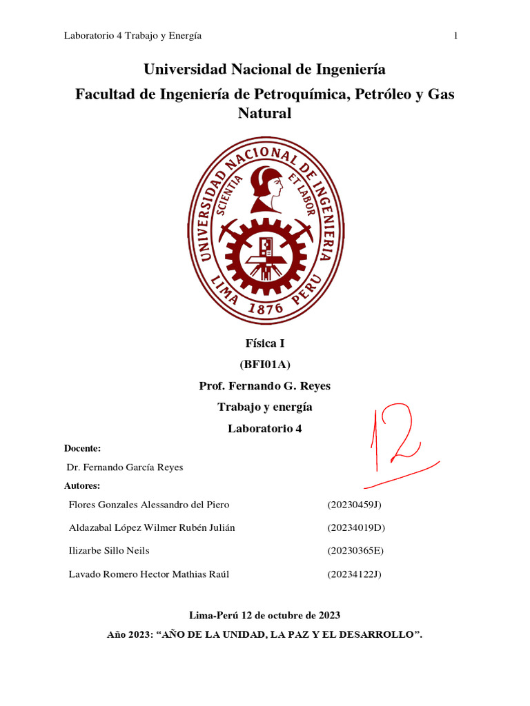 Lab4 f1 | PDF | Fuerza | Energía cinética