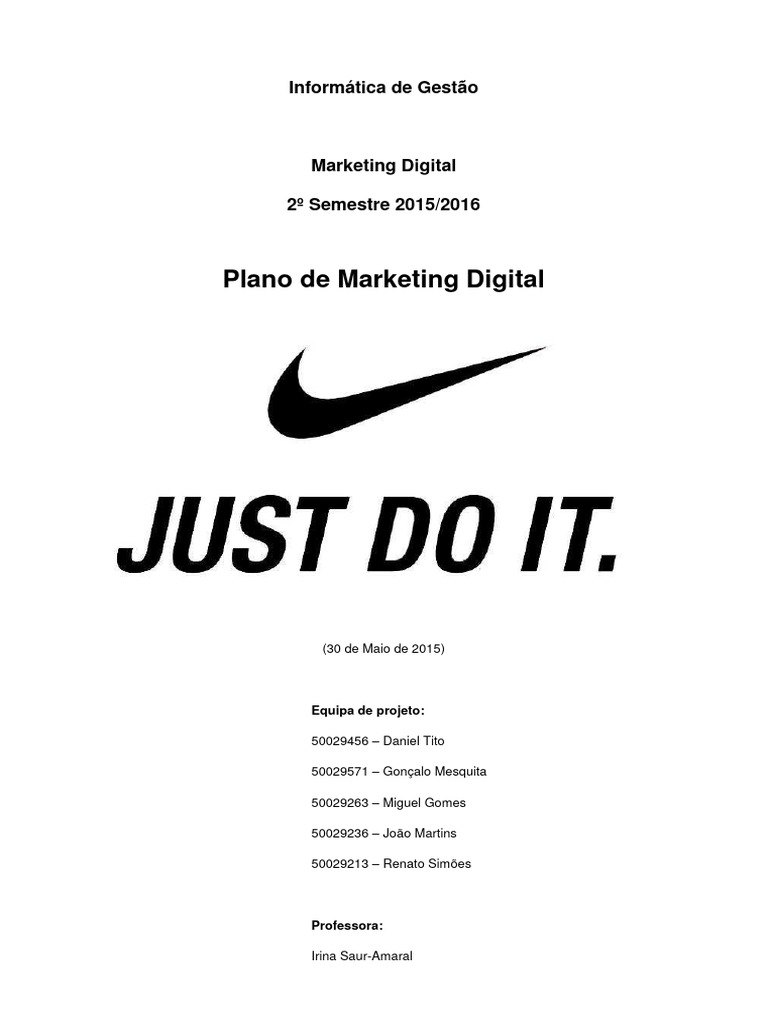 Plano de Marketing Digital Nike | PDF | Marca | Marketing