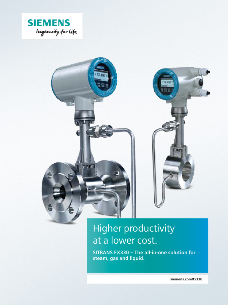 Datasheet SIEMENS SITRANS FX330 Vortex Flowmeter Transmitter | PDF | Flow Measurement | Gases