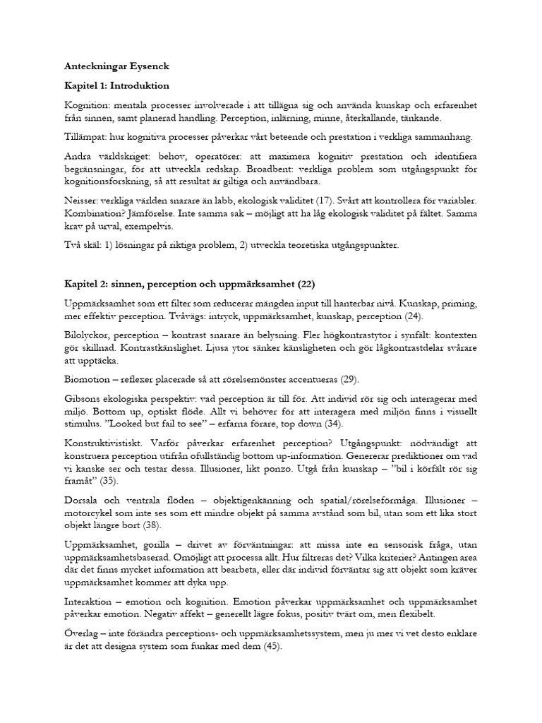 Sammanfattning Eysenck | PDF