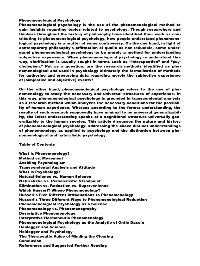 Phenomenological Psycho Note 2 | PDF | Phenomenology (Philosophy ...