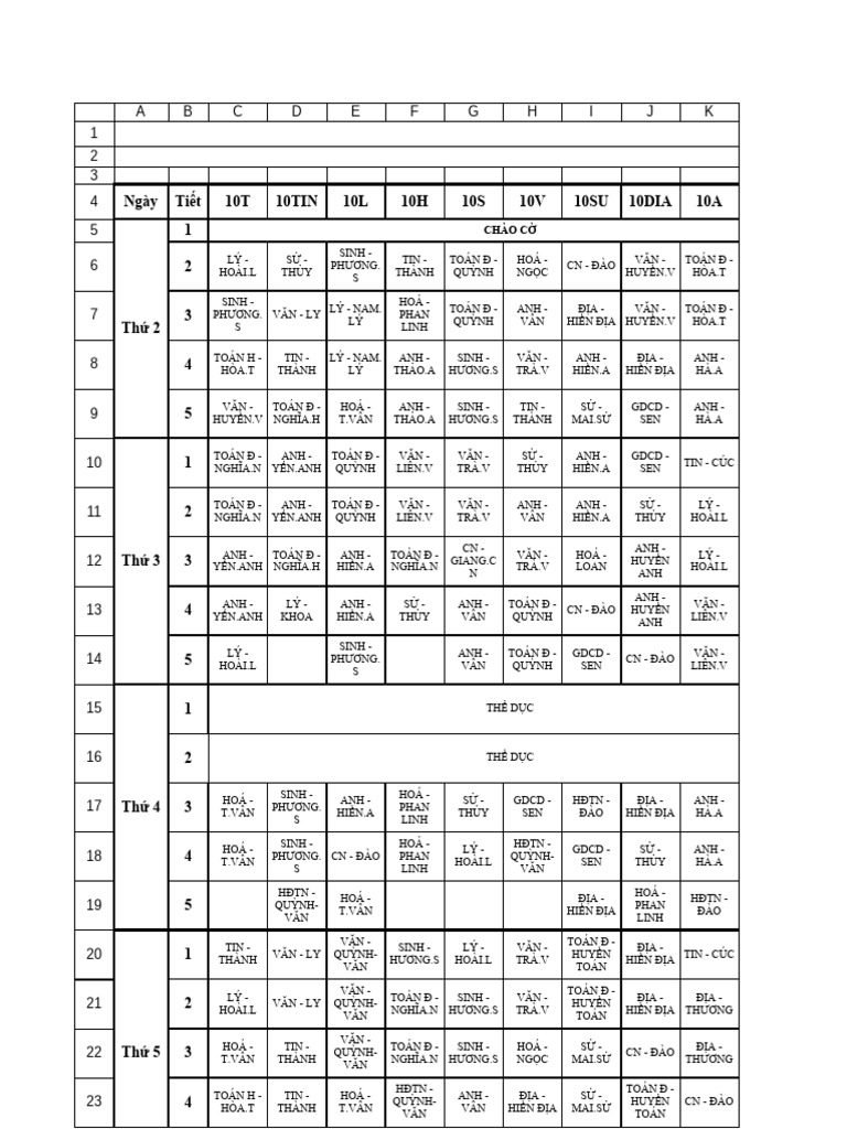 TKB - Tuần 30 | PDF