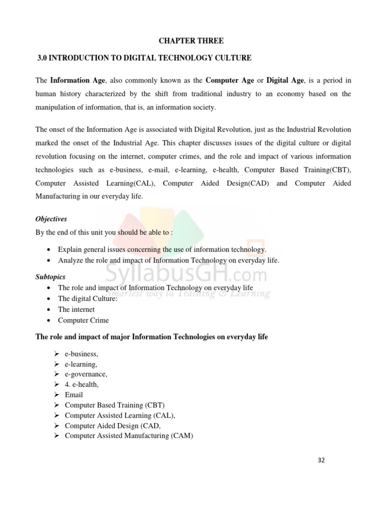 30 INTRODUCTION TO DIGITAL TECHNOLOGY CULTURE_240221_105710 | PDF ...