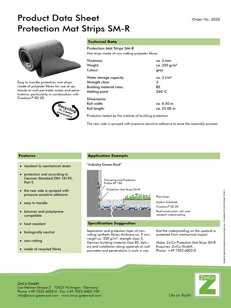 ZinCo FT Protection Mat Strips SM-R Engl | PDF | Roof | Fibers