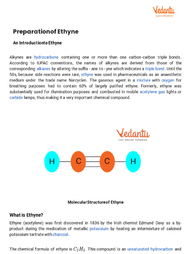 Preparation of Ethyne | PDF
