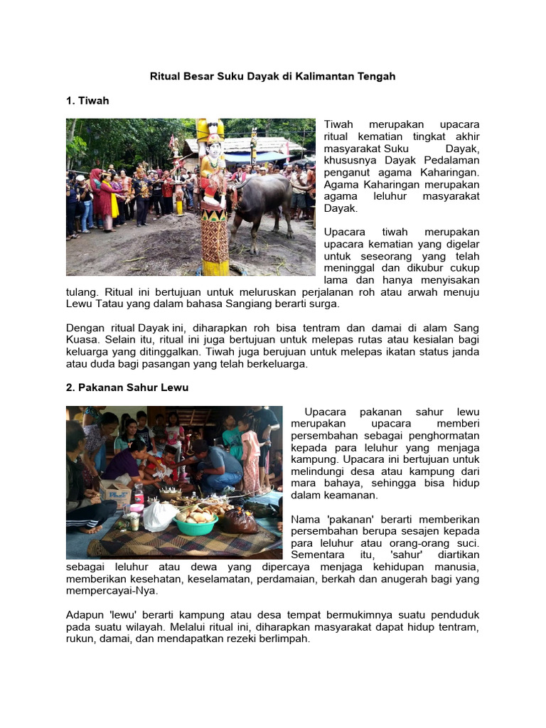 Upacara Adat Suku Dayak di Kalteng | PDF
