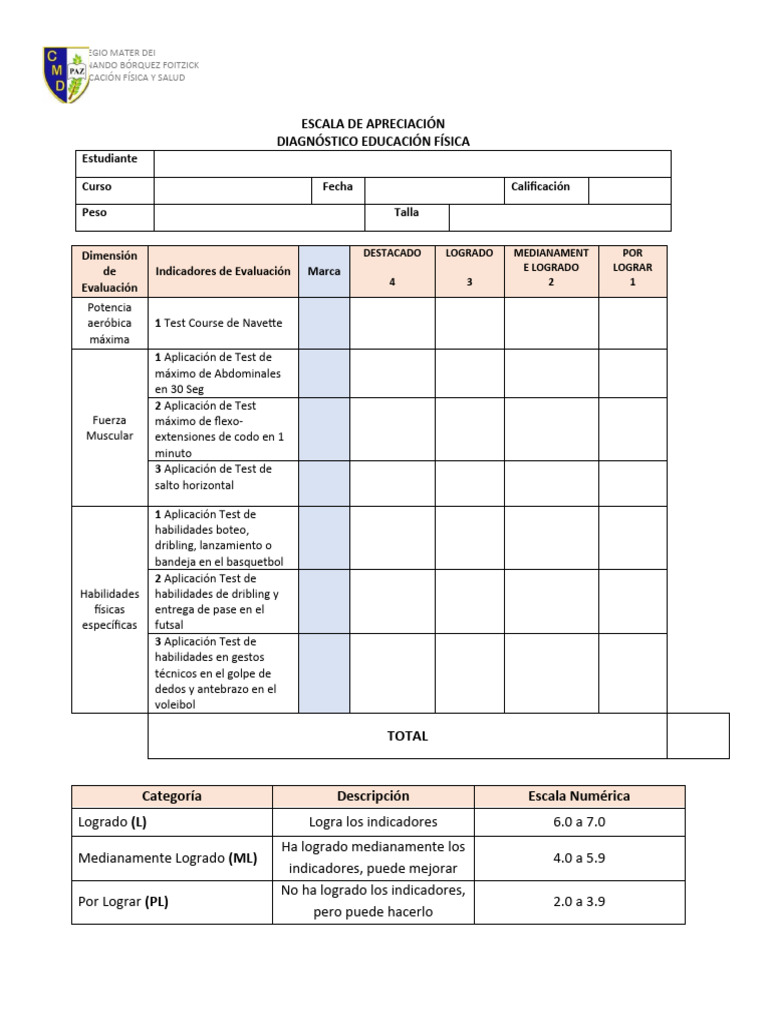 Escala de Apreciación Diagnostico | PDF