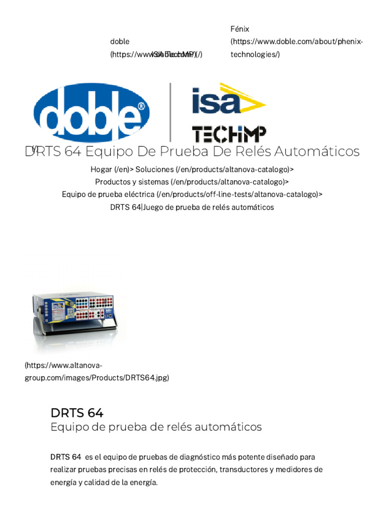 DRTS 64_Juego de Prueba de Relés Automáticos - Altanova Group | PDF ...