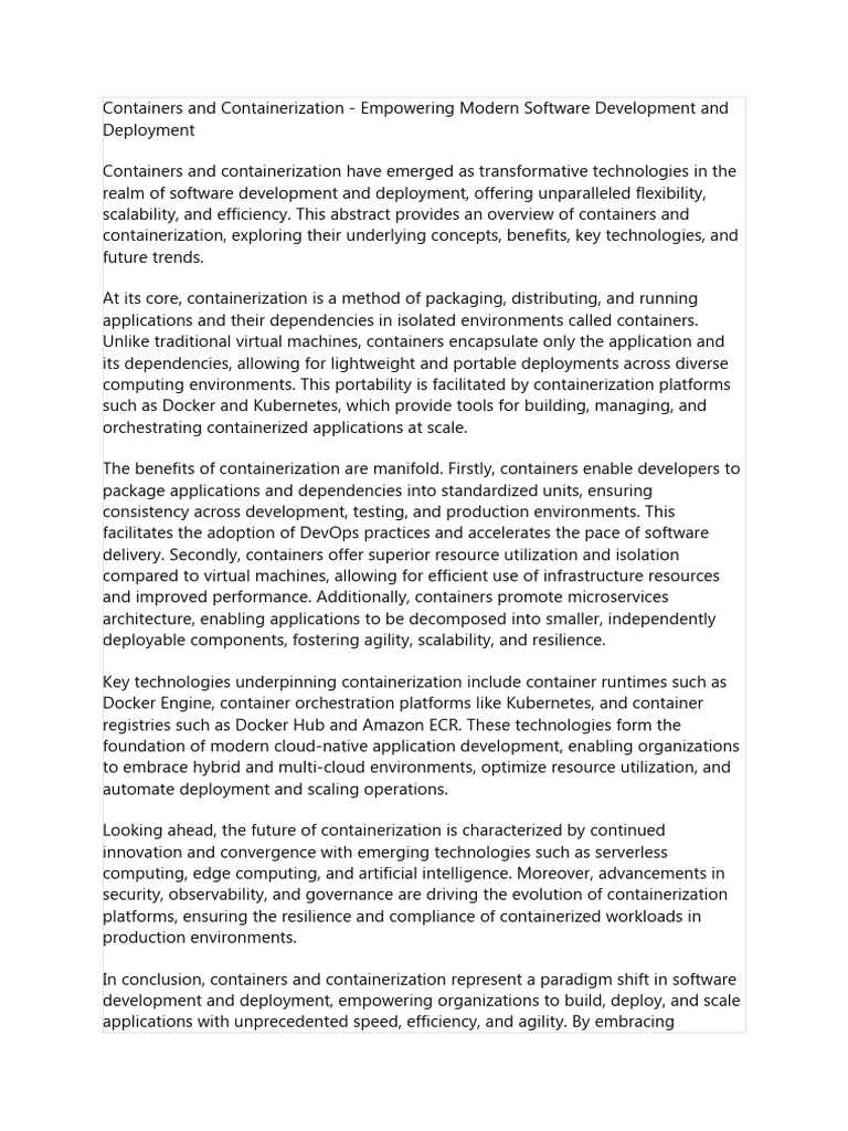 Containers and Containerization | PDF | Computing | Information Technology