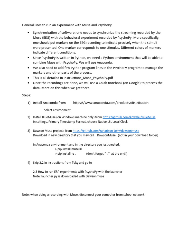 Muse and PsychoPy | PDF | Python (Programming Language) | Software