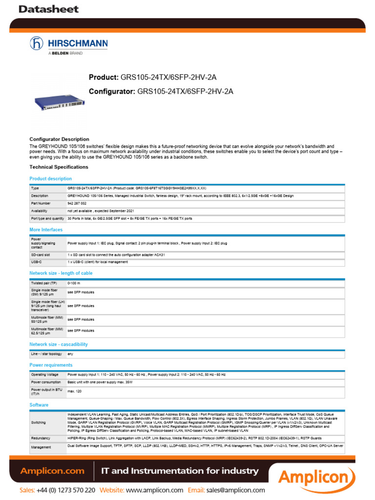 GRS105-24TX/6SFP-2HV-2A Overview | PDF | Radius | Information