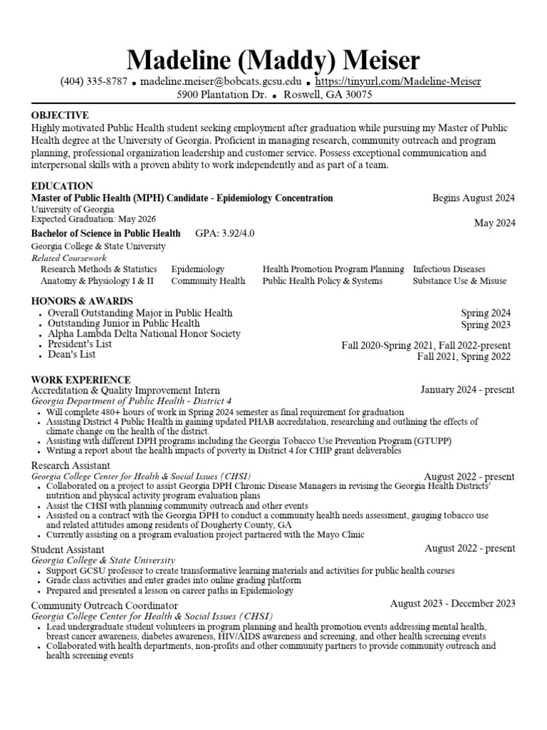 madeline maddy meiser updated resume | PDF | Public Health | Needs Assessment