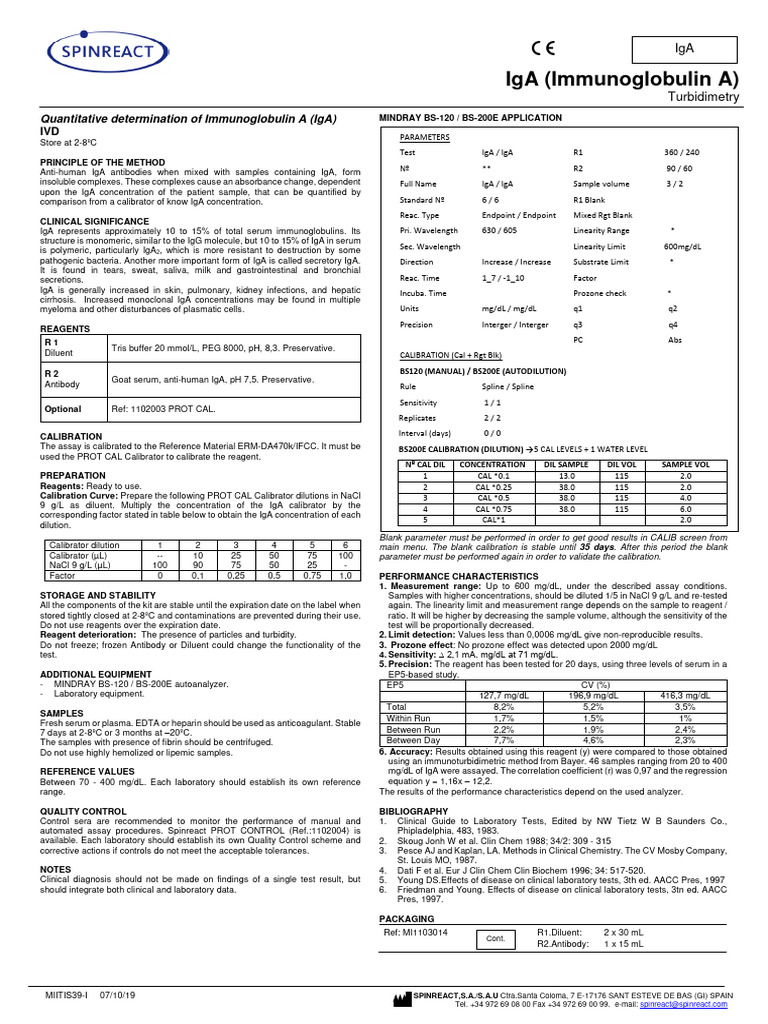 Quantitative Determination of Immunoglobulin A (Iga) | Download Free ...