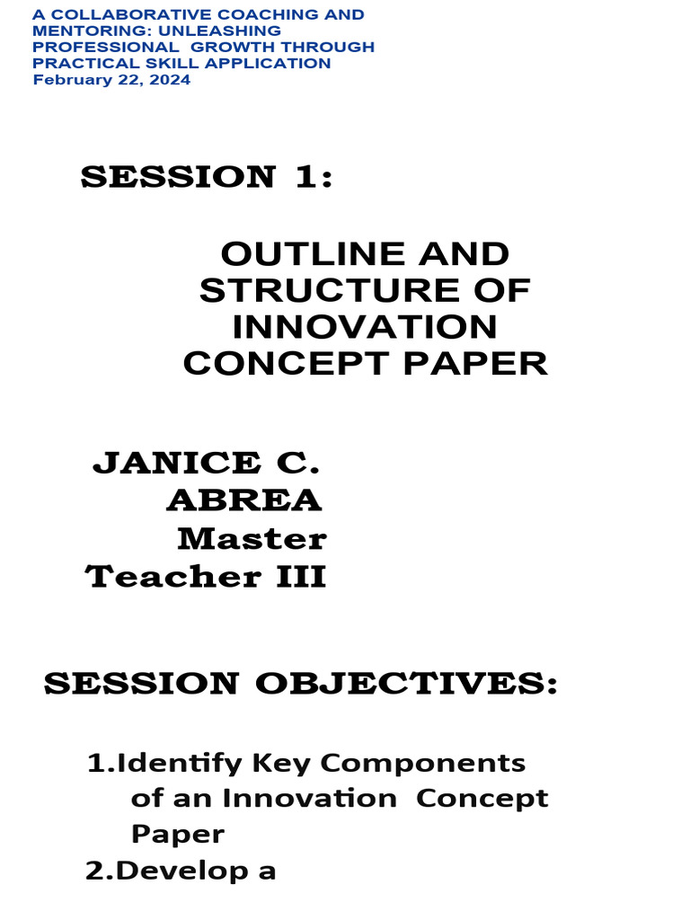 Session 1_Outline and Structure of Innovation Concept Paper(1) | PDF | Innovation | Learning