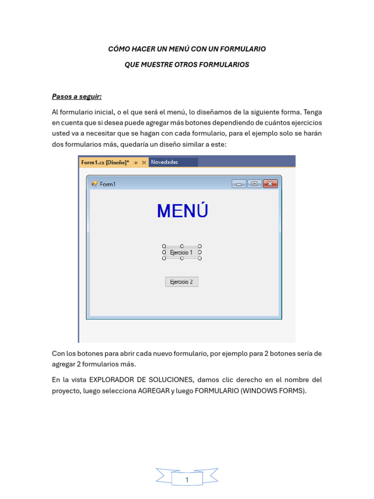 Cómo hacer un menú con Windows Forms y abrir otros formularios | PDF | Haga doble clic | Informática