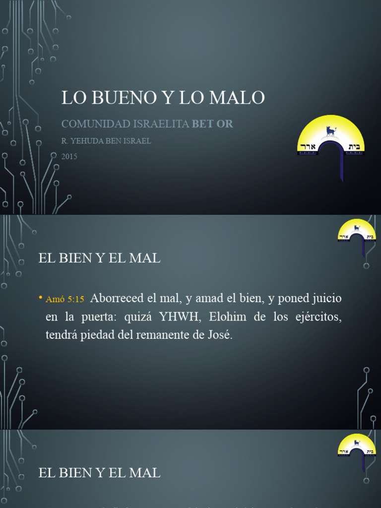 Definición del Bien y el Mal en la Torá | PDF | Filosofía | Relaciones ...