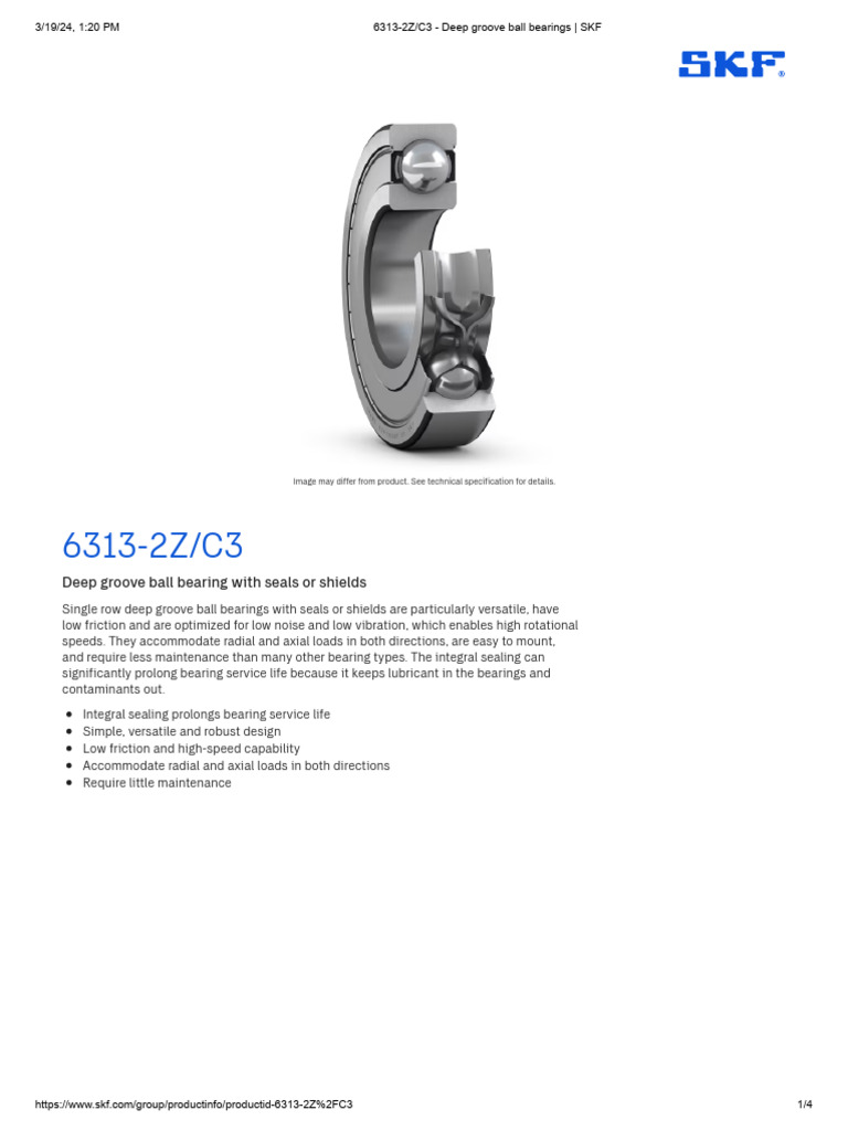 Item 49 6313-2Z - C3 - Deep Groove Ball Bearings - SKF | PDF | Bearing (Mechanical) | License