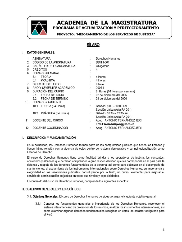 Silabo Modelo | PDF | Derechos humanos | Evaluación