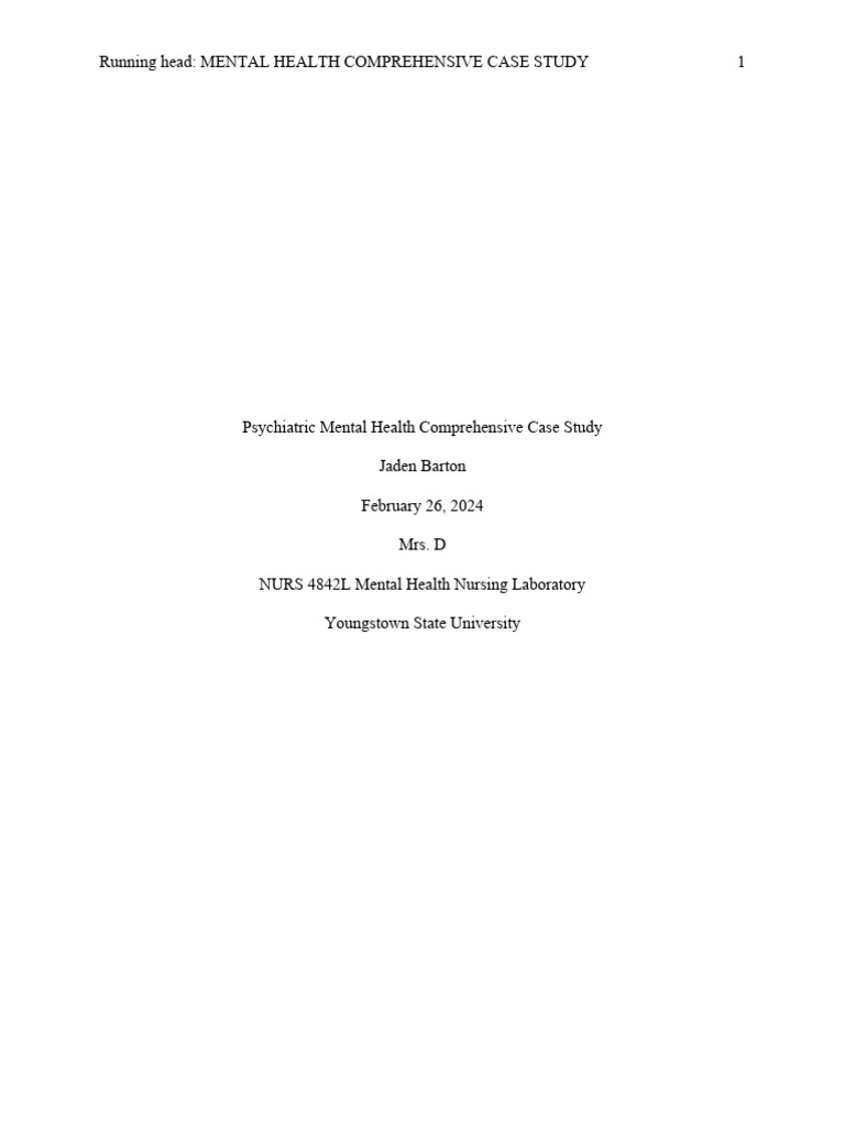 Case Study Mental Health | PDF | Mental Disorder | Bipolar Disorder