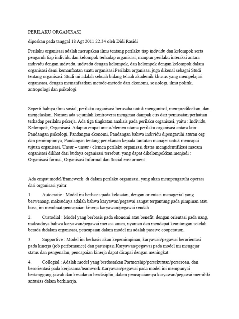 Perilaku Organisasi | PDF