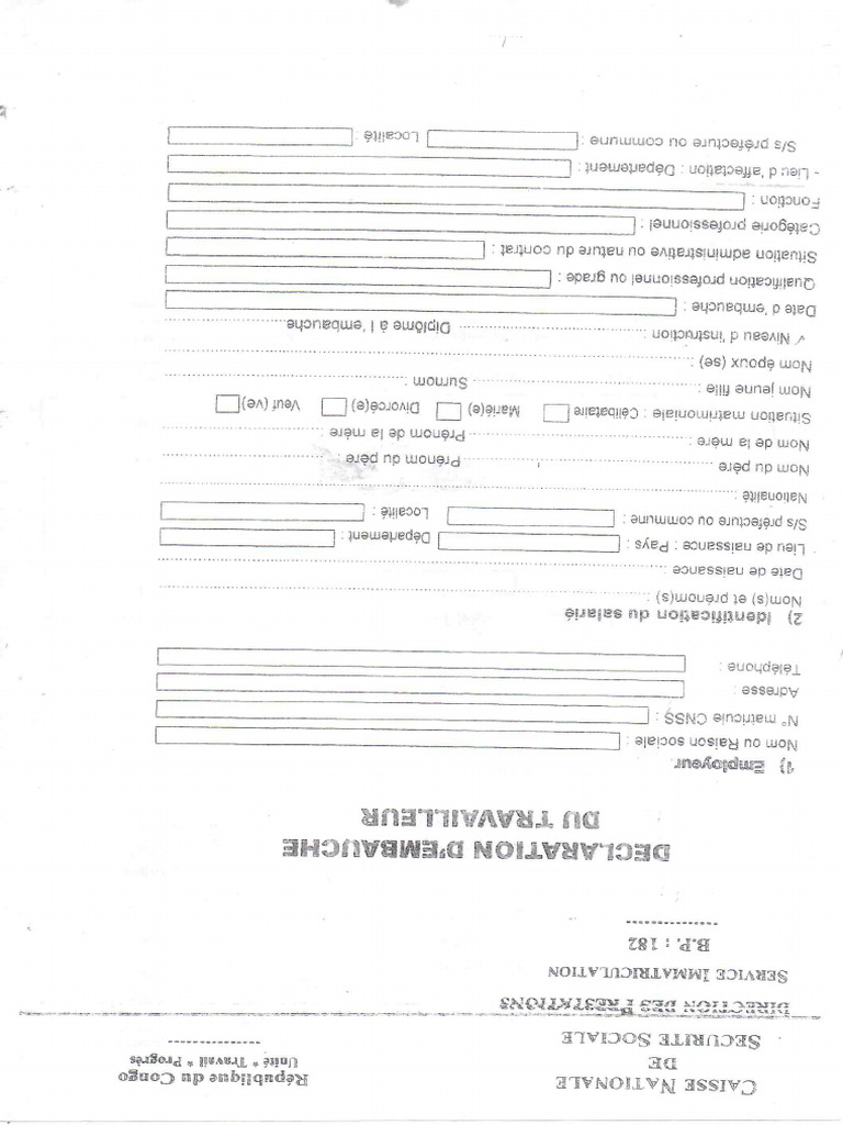 Formulaire Cnss | PDF