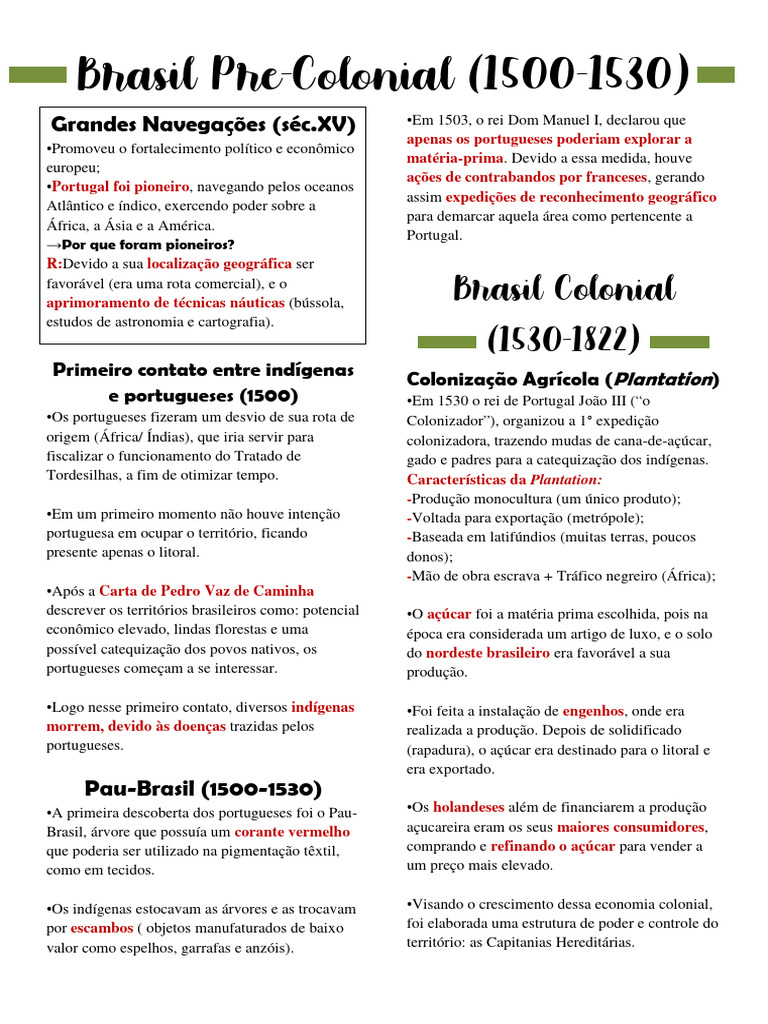 Brasil Pré-Colonial e Colonial | Download grátis PDF | Escravidão | Brasil