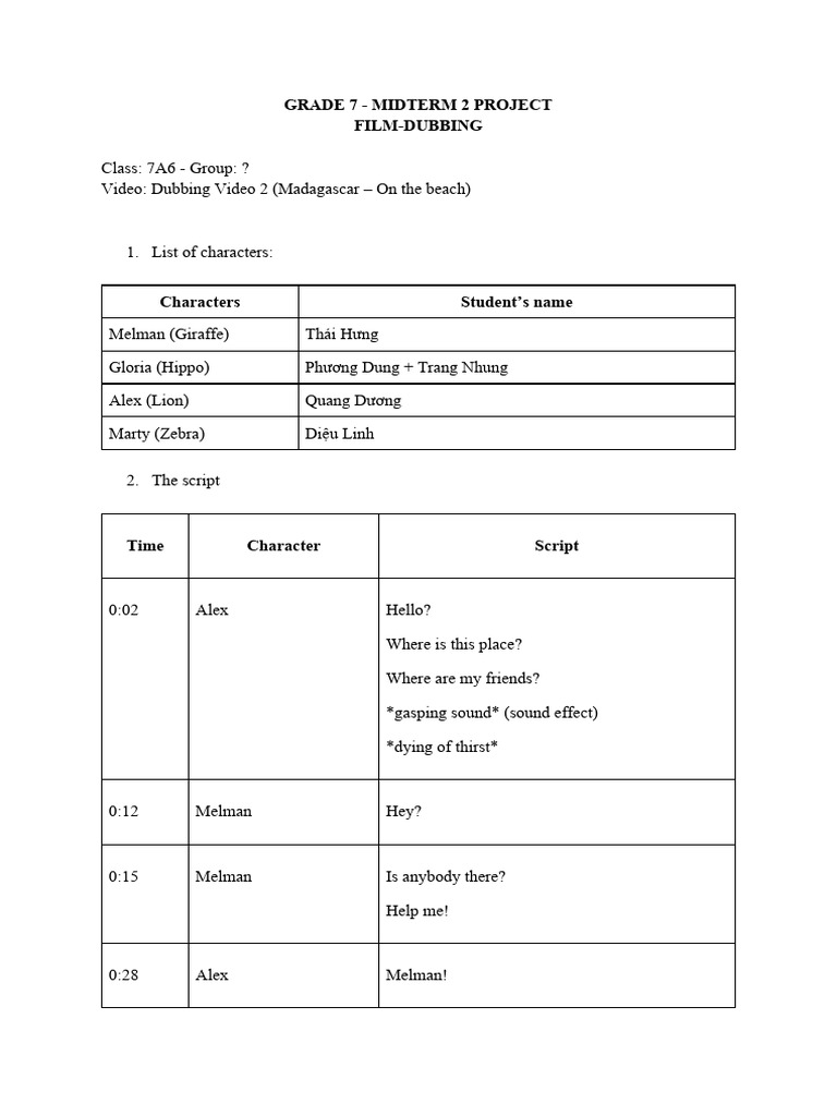 G7 Film Dubbing Script Template | PDF
