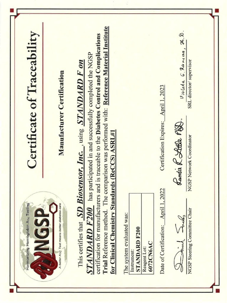 2022 STANDARD F200 NGSP Certificate | PDF