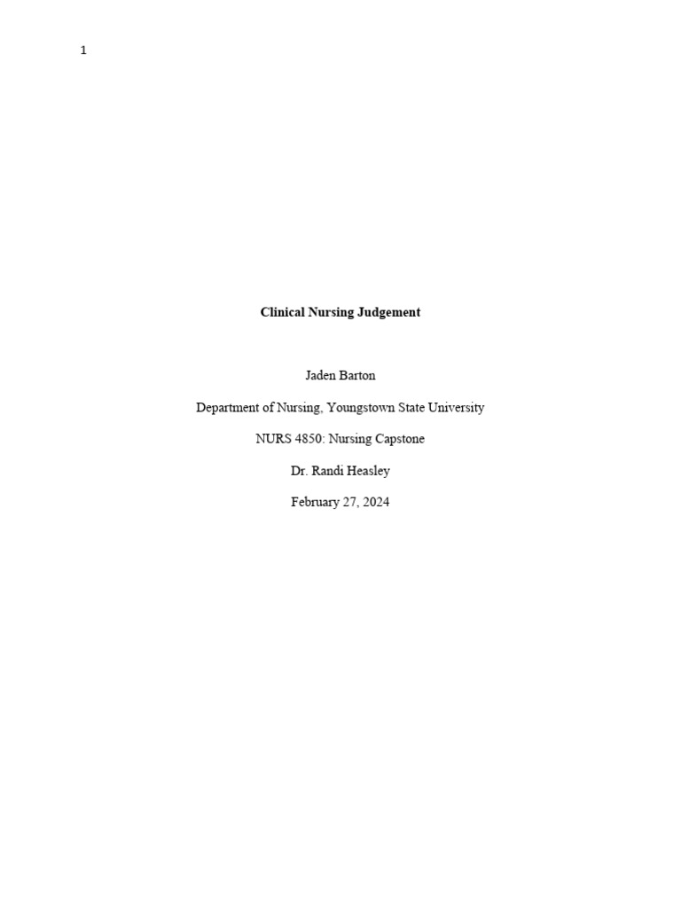 capstone paper | PDF | Nursing | Cognition