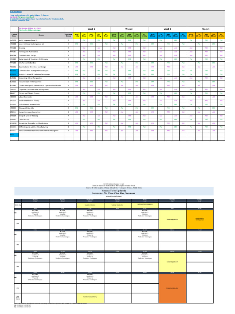 NTU Course Timetable Overview | PDF | Analytics