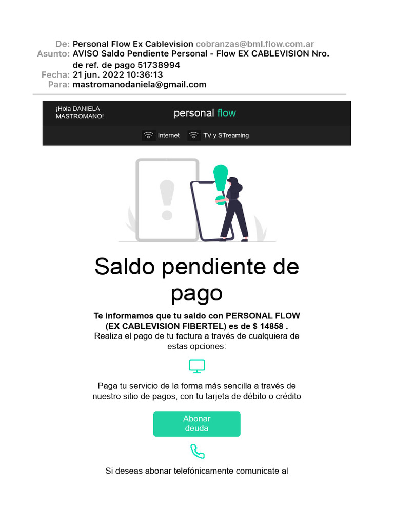 Recordatorio de Pago Personal Flow | PDF