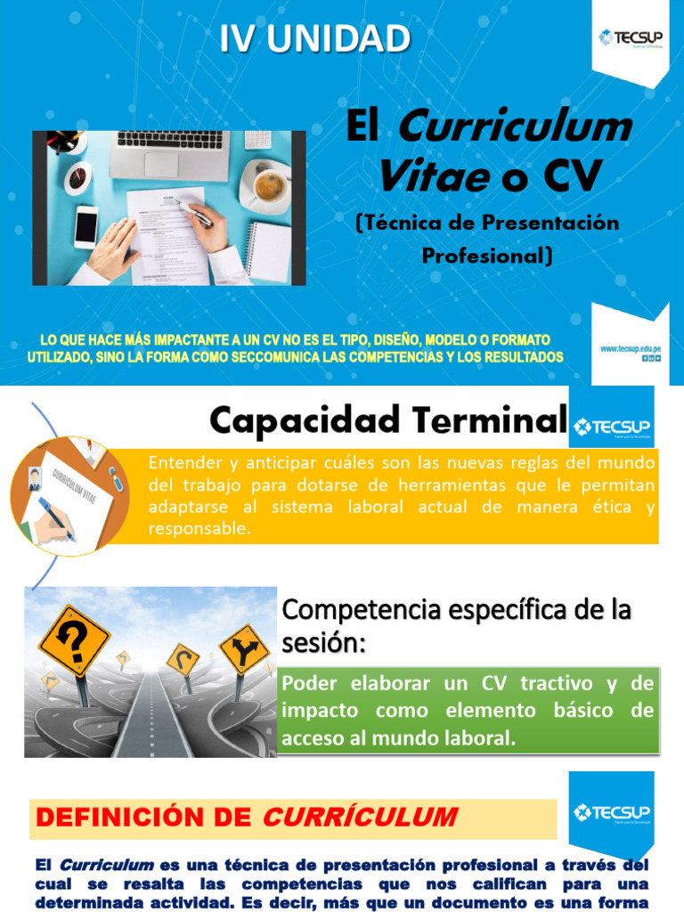 04 Diapositivas. CV El Curriculum Vitae | PDF | Plan de estudios
